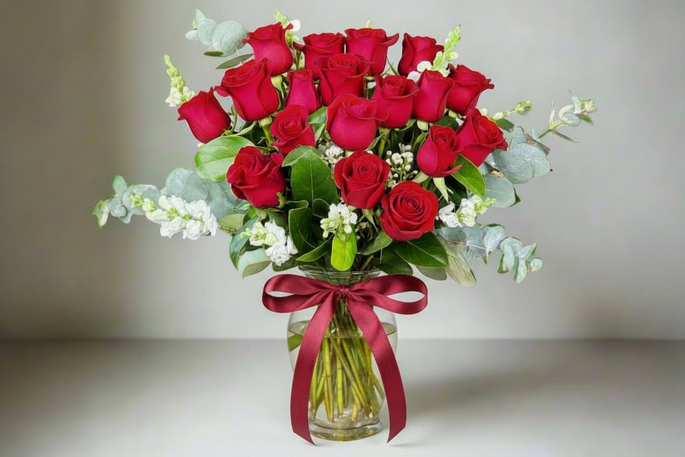 Red Roses In Vase – Bright Flowers in Belrose